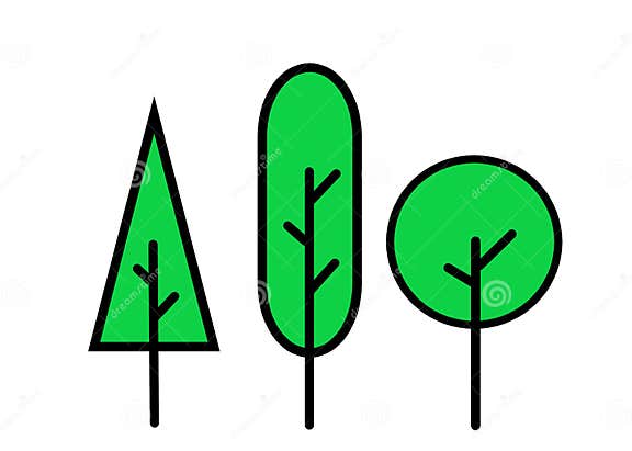 Three Simple Symbolic Illustrations of Trees with Crown Shapes White ...