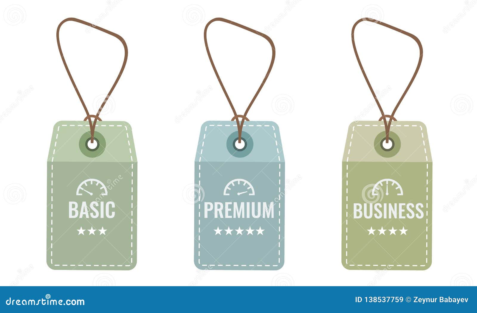 Three Simple Tag Badges with Basic, Business and Premium Degrees for ...