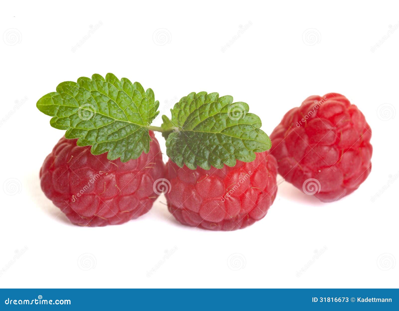 Three Single Raspberries with Leaves Stock Image - Image of ingredient ...