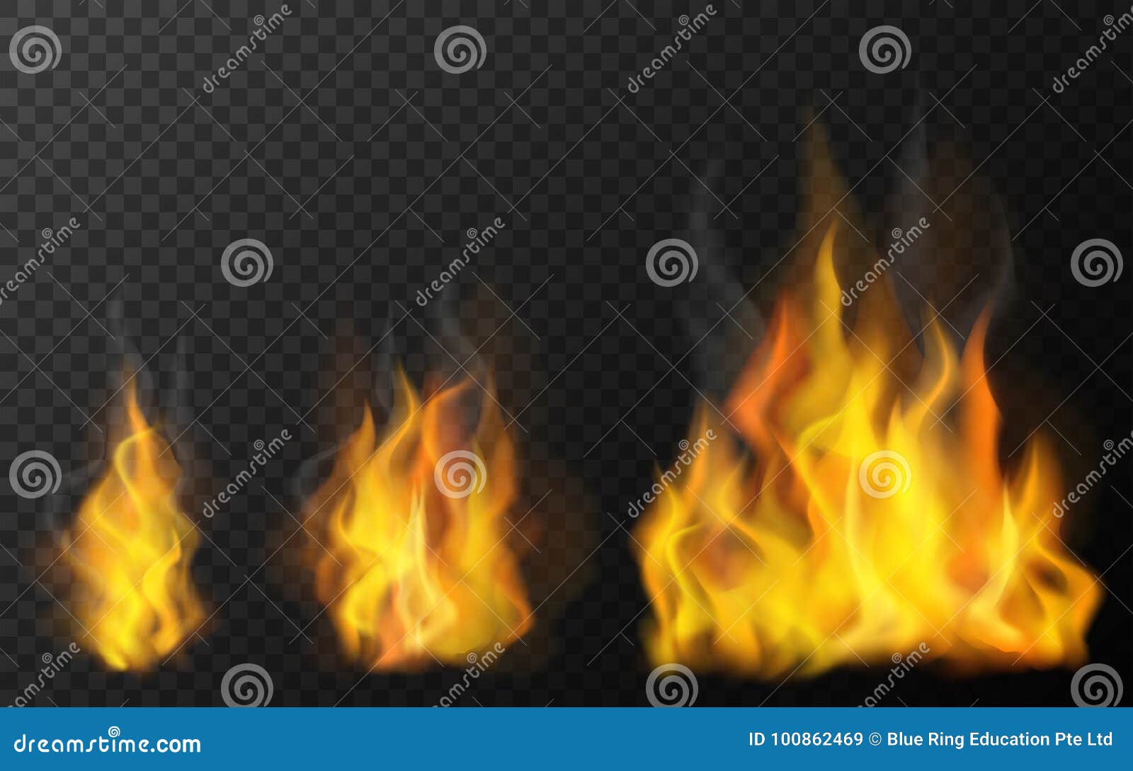 Three sizes of fire stock vector. Illustration of burning - 100862469
