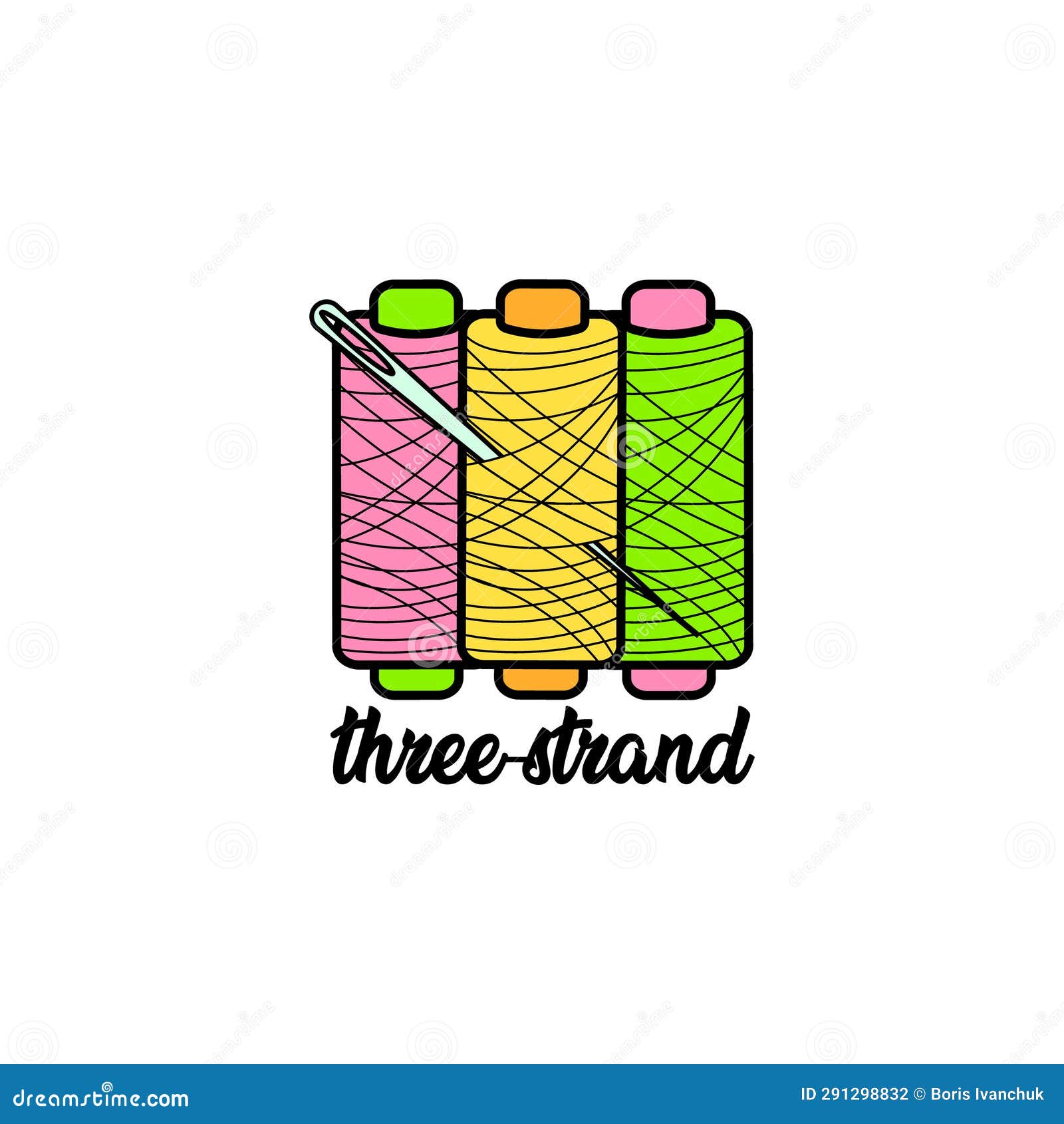 Three Skeins of Thread of Different Colors on a White Background Stock ...