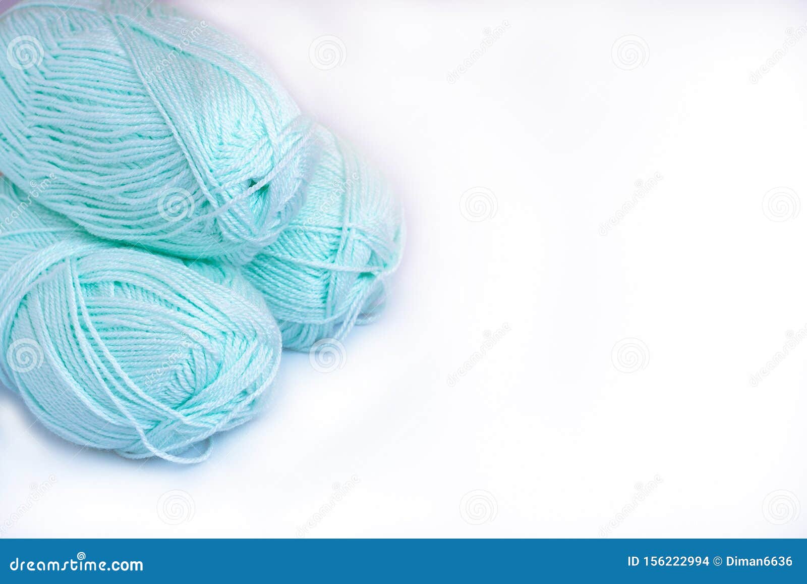 Three Skeins of Yarn for Knitting Mint Color on a White Background ...