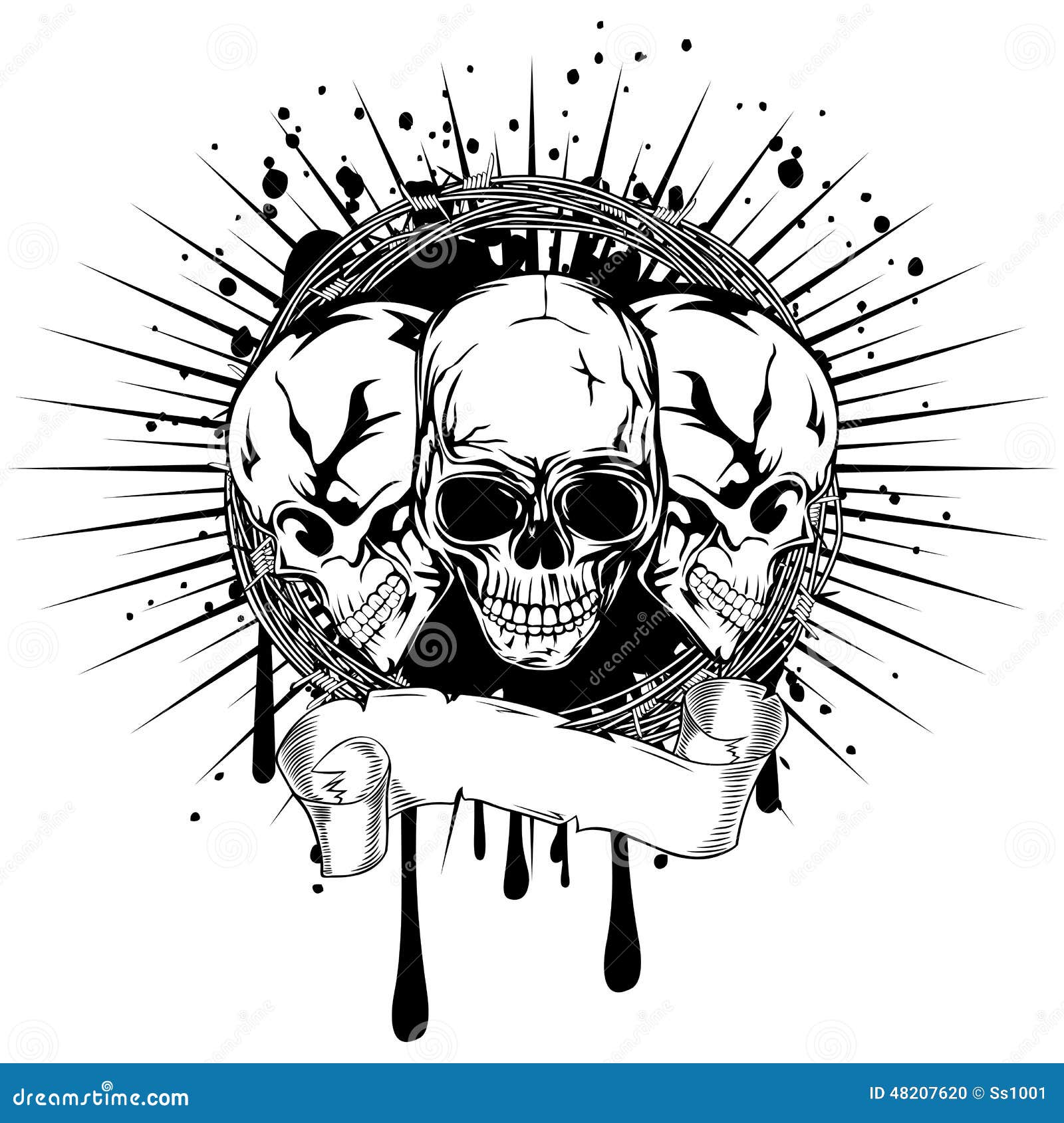 Three skulls stock vector. Illustration of icon, element - 48207620