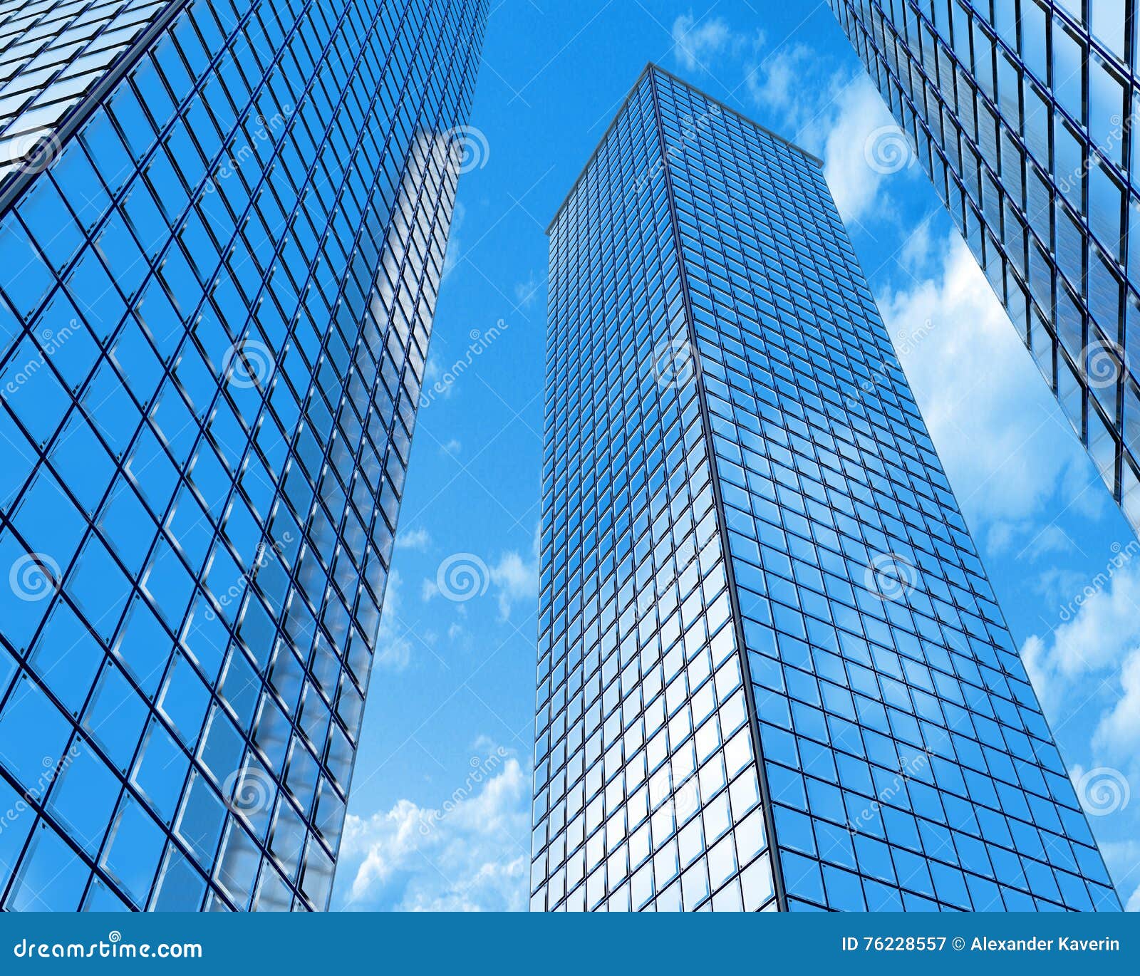 Three Skyscraper on a Background of Blue Sky Stock Illustration ...