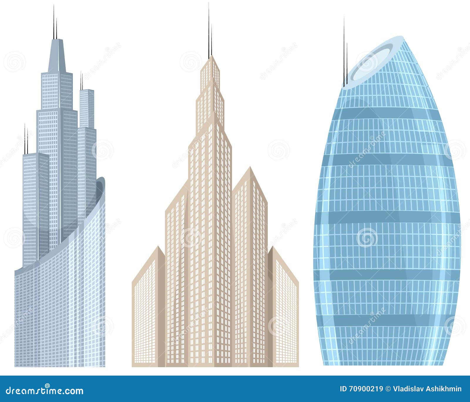 Three skyscraper set stock vector. Illustration of icon - 70900219