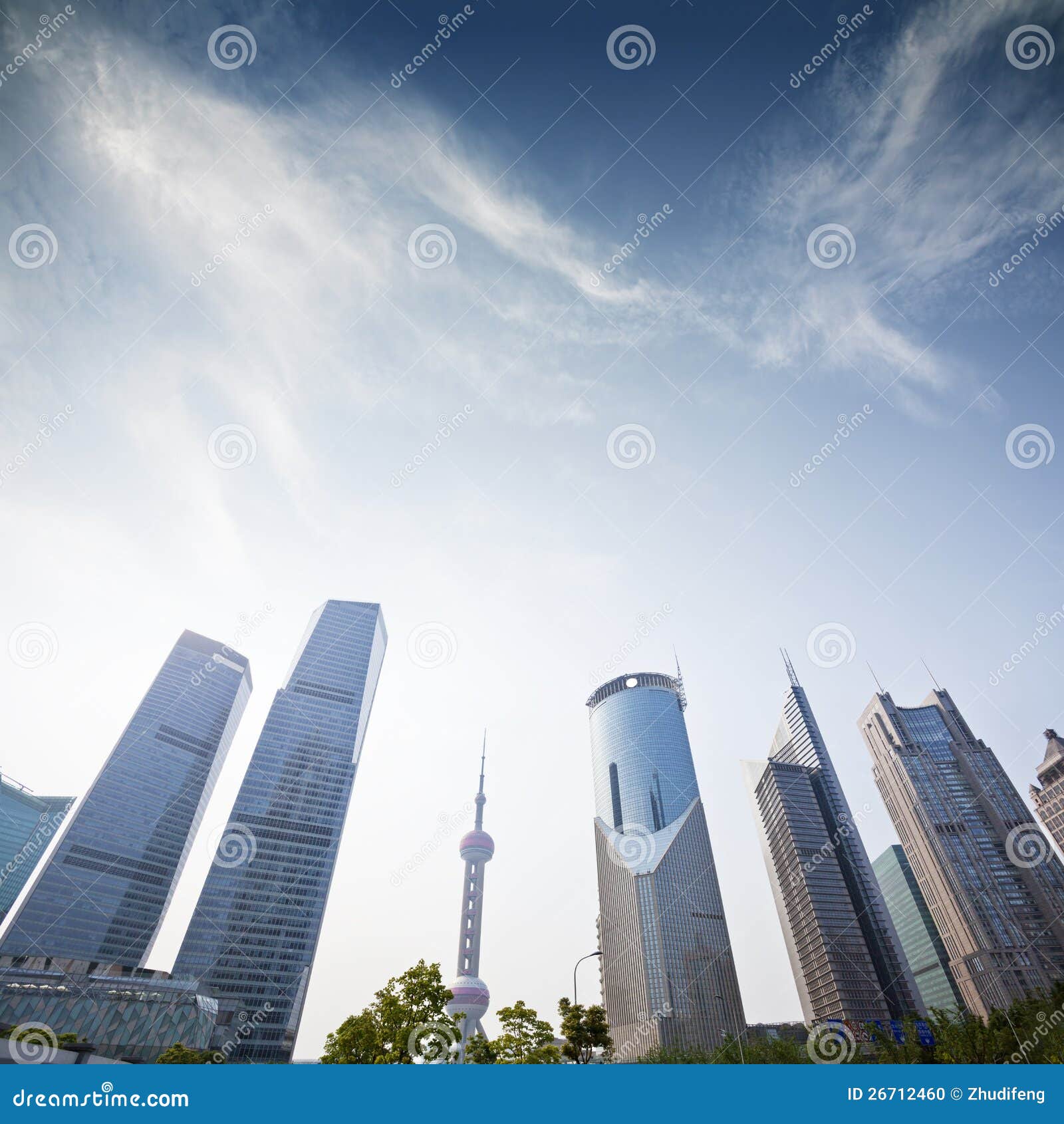 Three Skyscrapers, Business Center in Shanghai Stock Photo - Image of ...