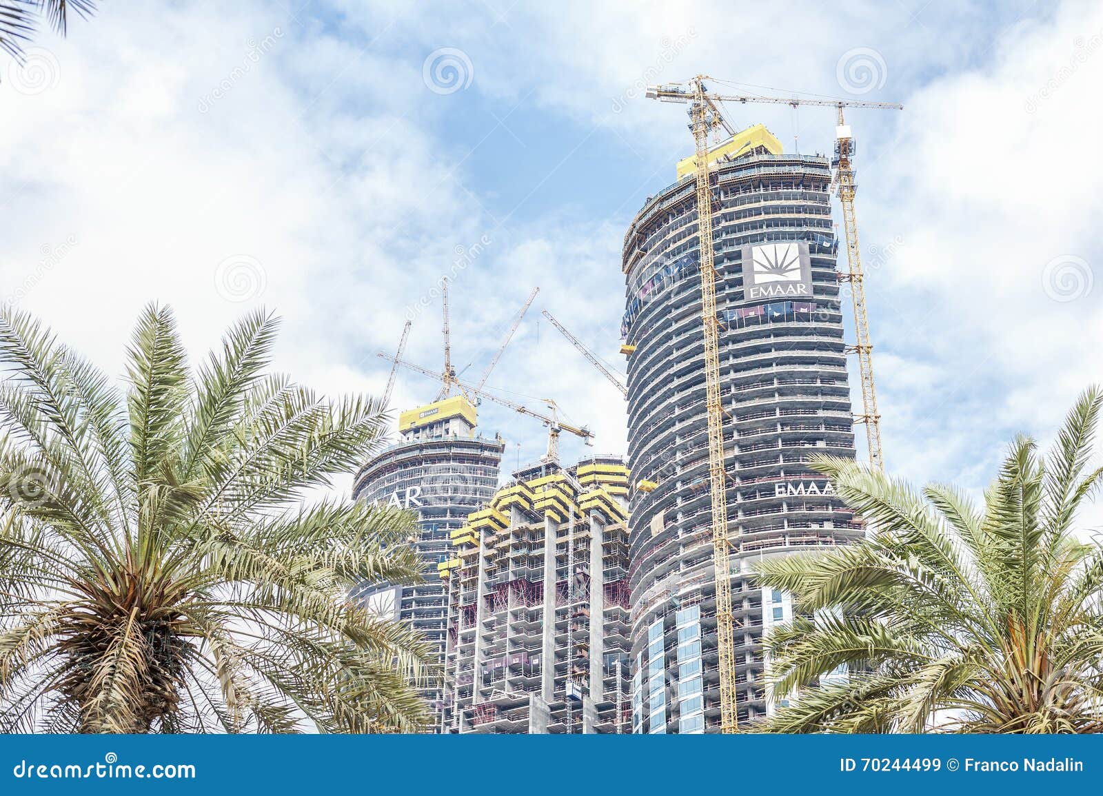 Three Skyscrapers Under Construction in Dubai. Editorial Stock Image ...