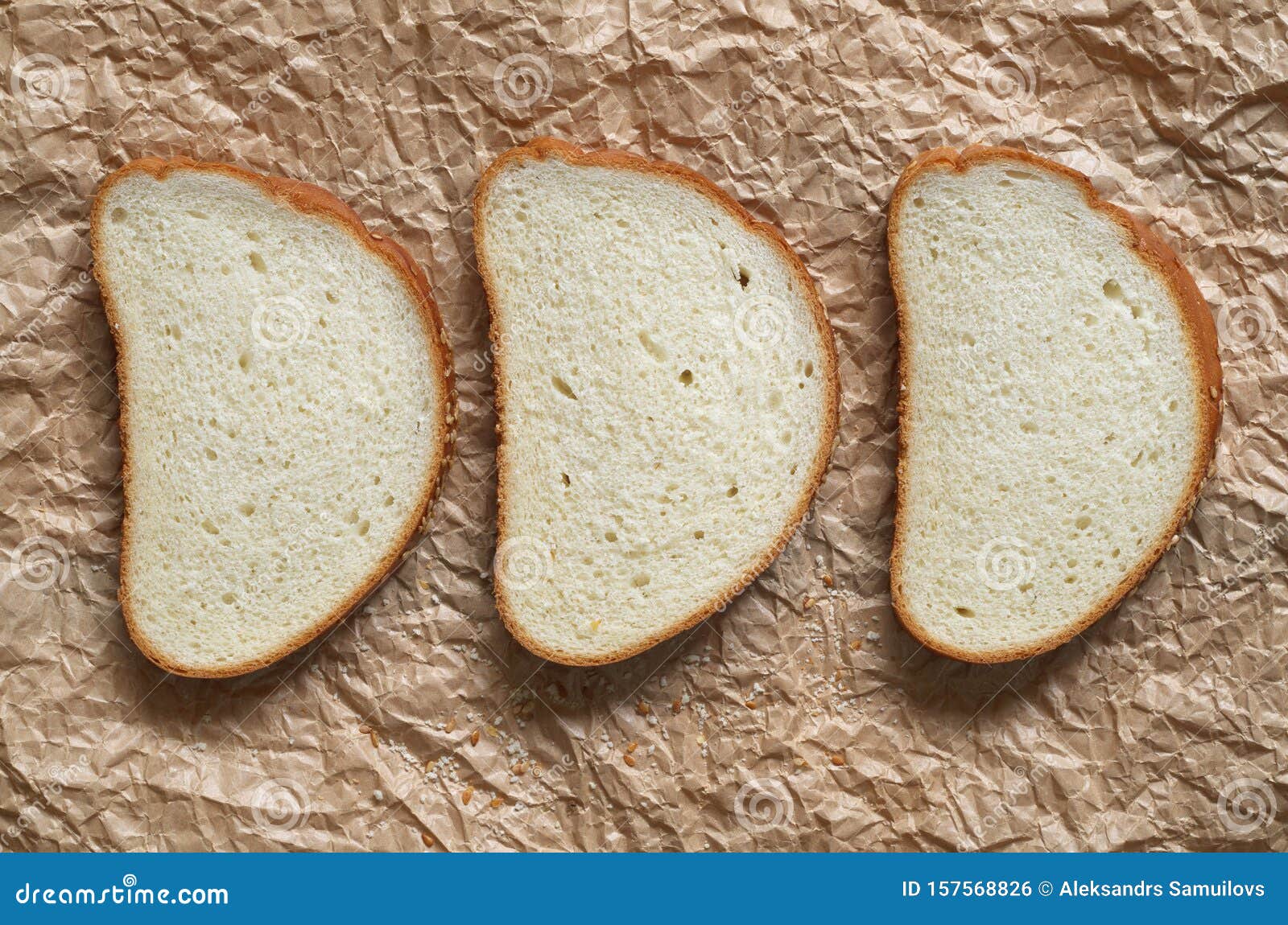 Three slices of bread stock photo. Image of wheat, healthy - 157568826