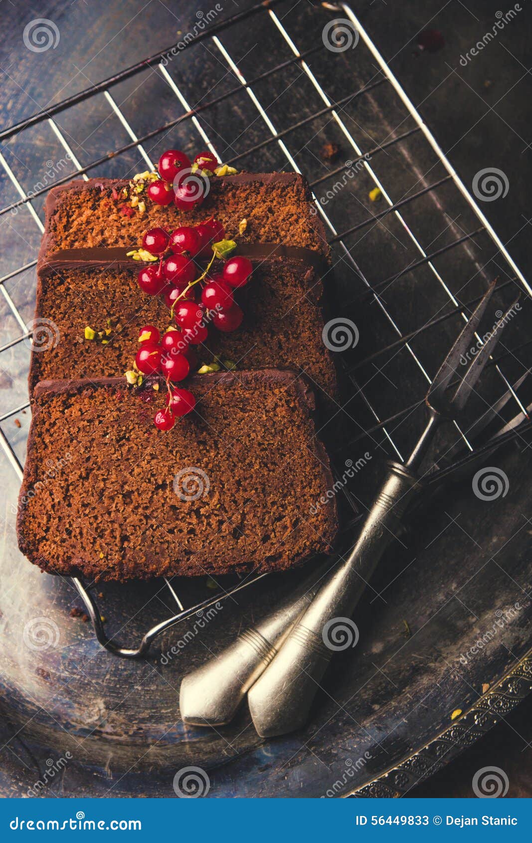 Three Slices of Chocolate Cake Stock Image - Image of table, berry ...