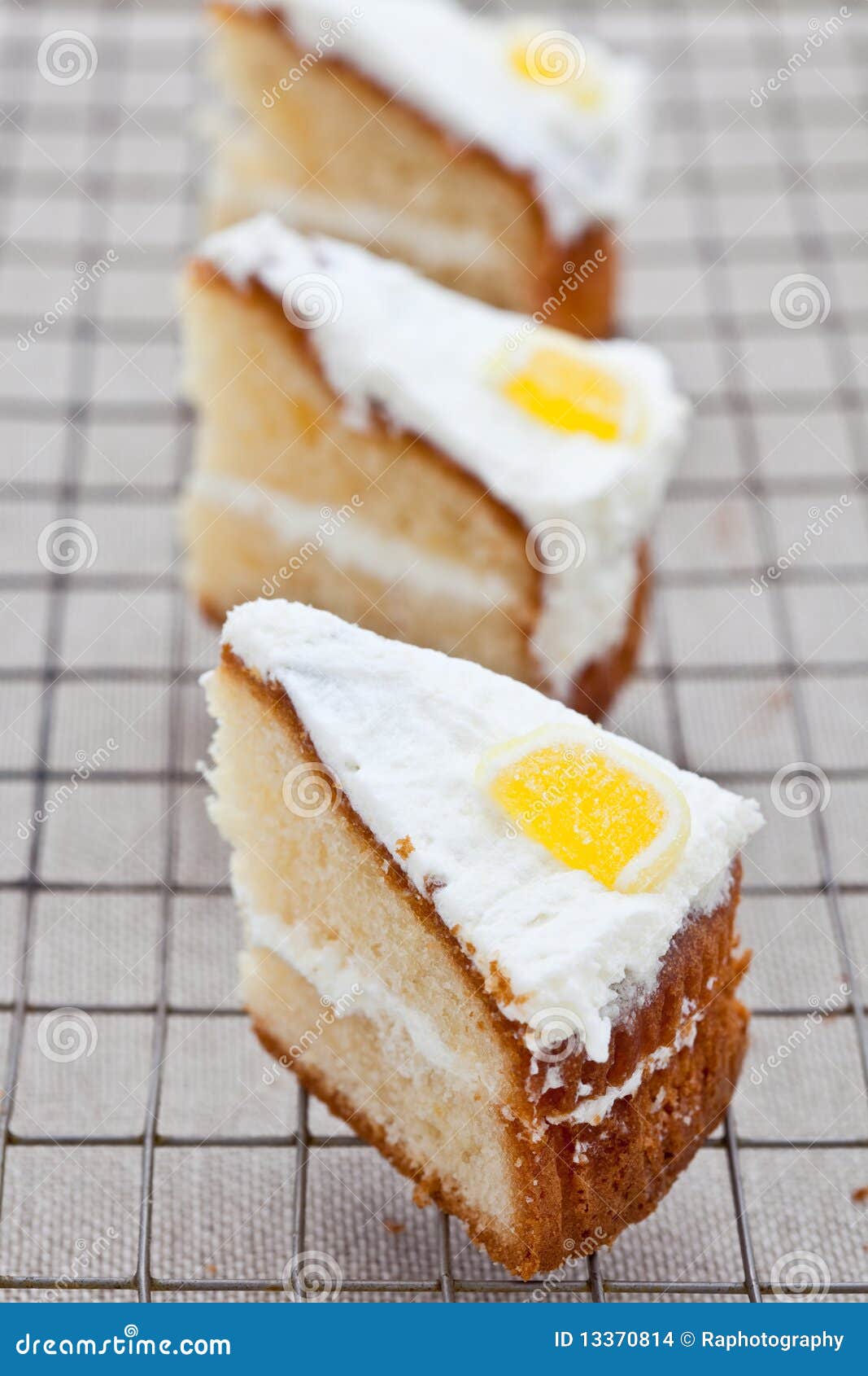 Three Slices of Delicious Lemon Sponge Cake Stock Photo - Image of ...
