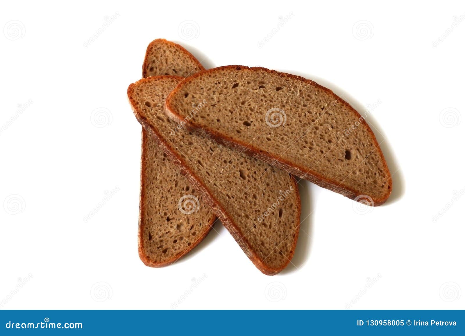 Three Slices of Rye Bread Isolated on White Stock Image - Image of ...