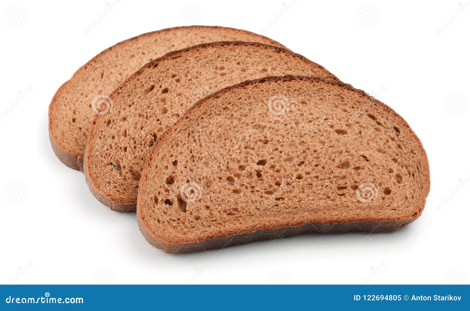 Three slices of rye bread stock image. Image of isolated - 122694805