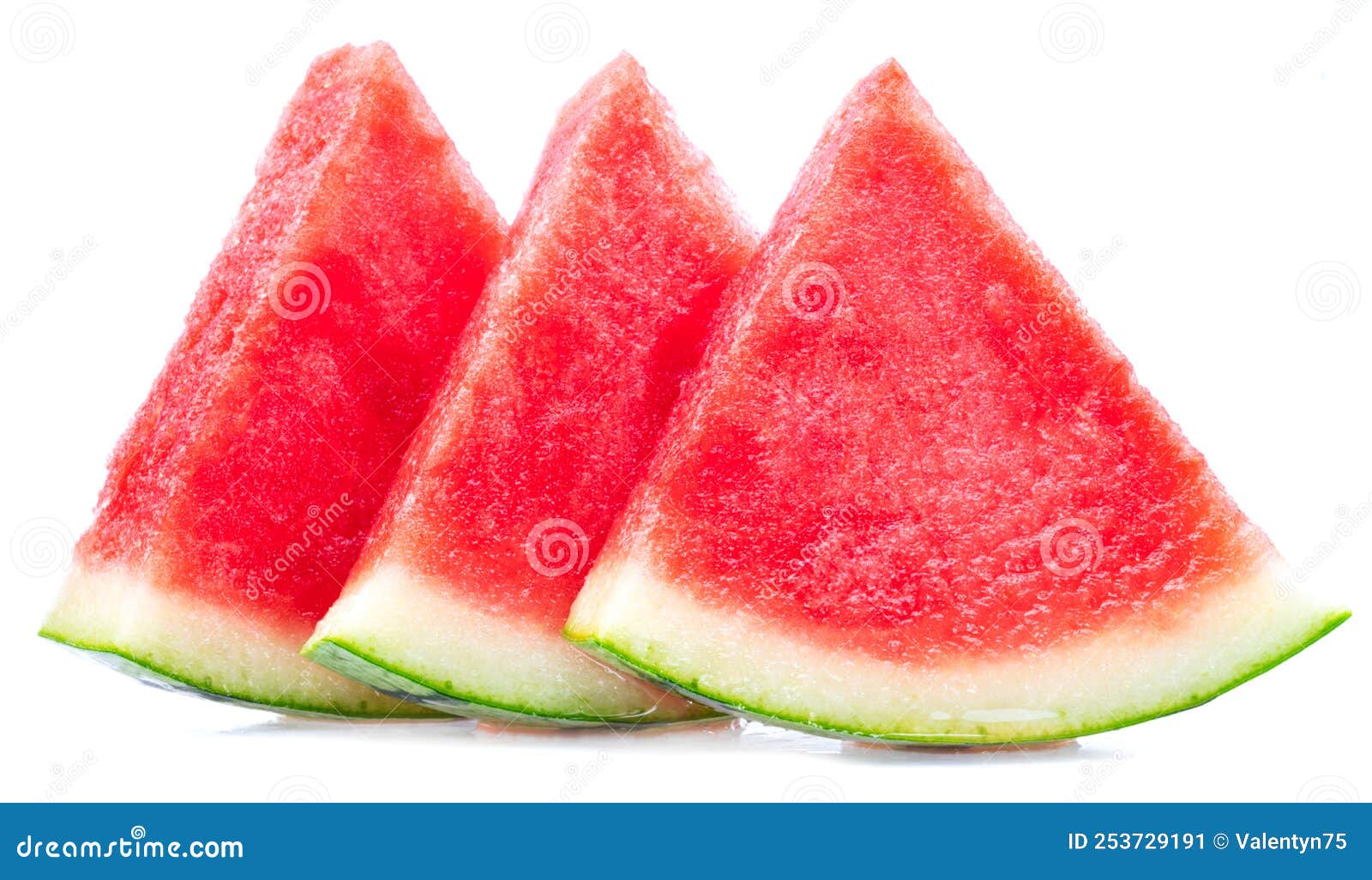 Three Slices of Watermelon without Watermelon Seeds Isolated on White ...