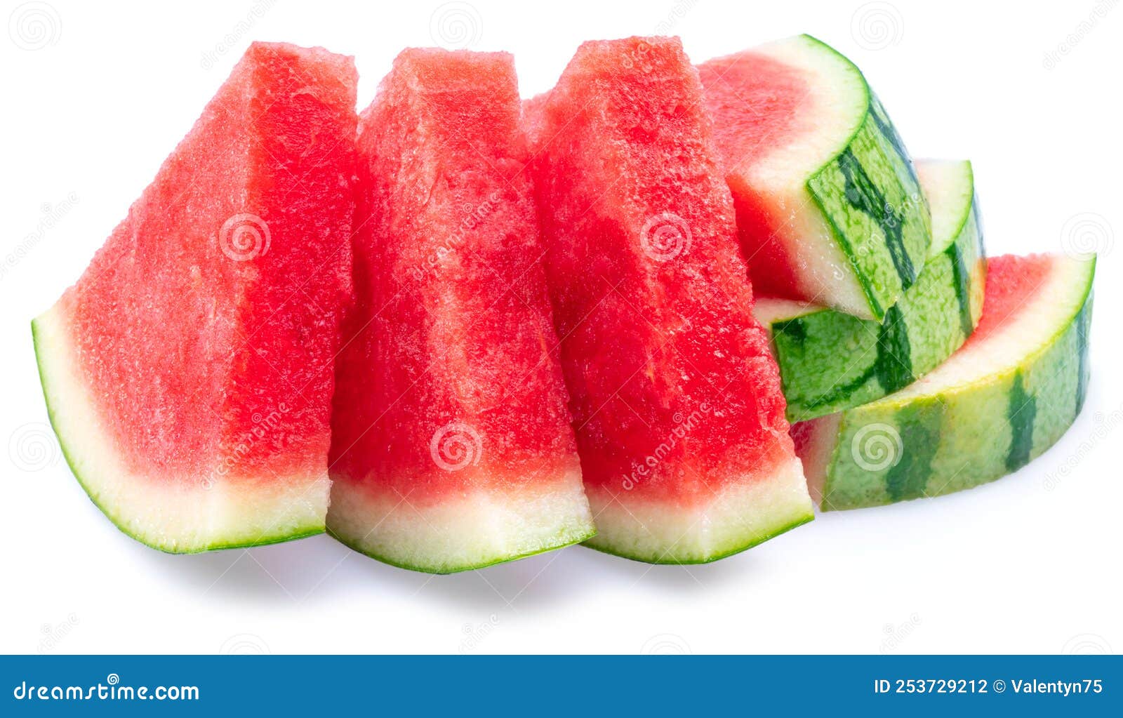 Three Slices of Watermelon without Watermelon Seeds Isolated on White ...