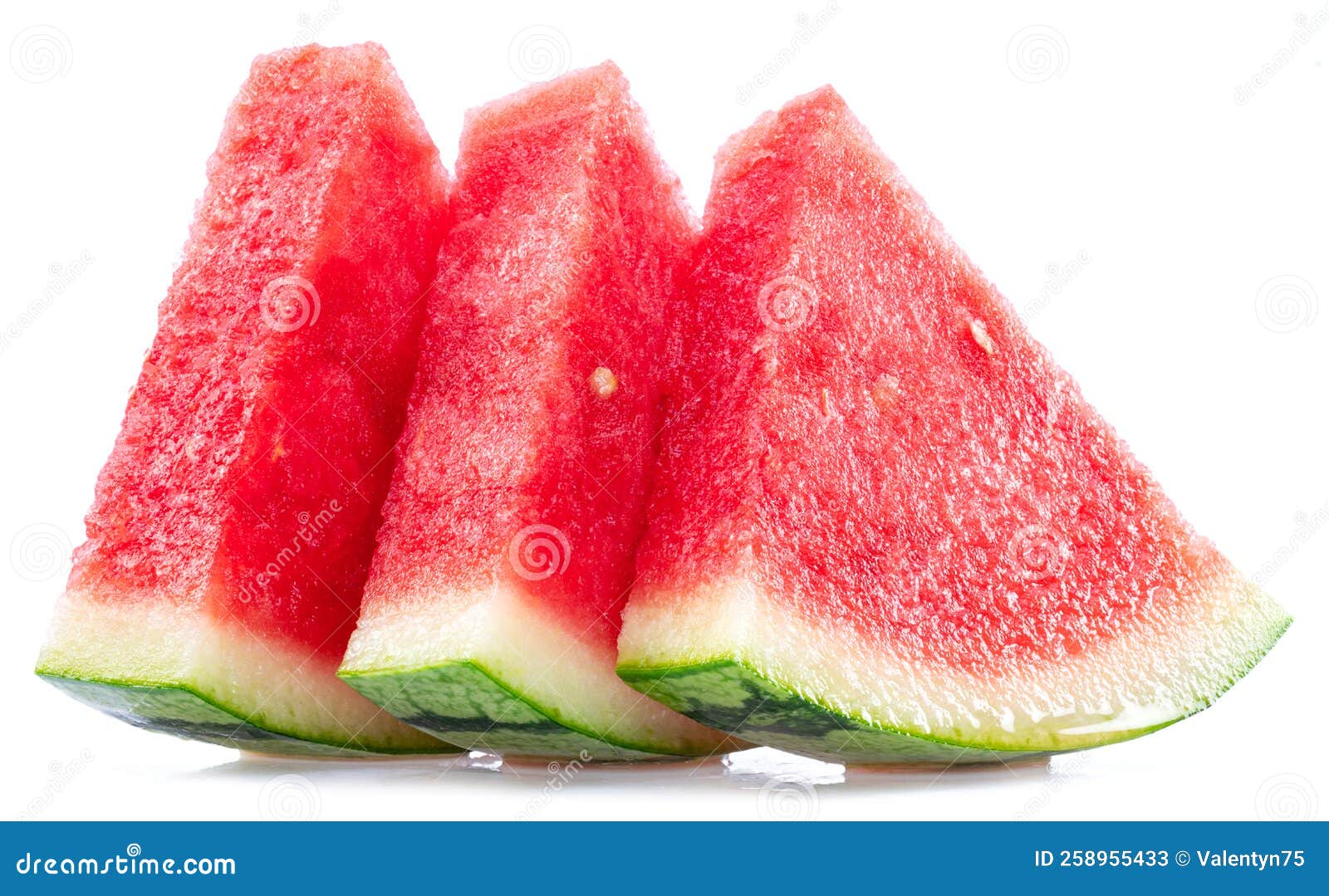 Three Slices of Watermelon without Watermelon Seeds Isolated on White ...