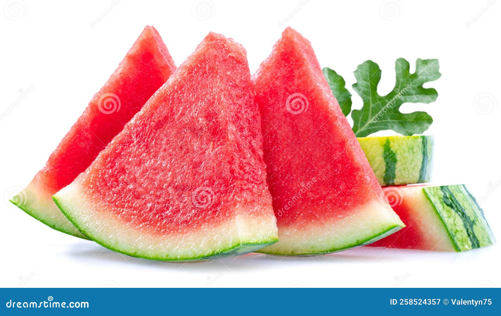Three Slices of Watermelon without Watermelon Seeds Isolated on White ...