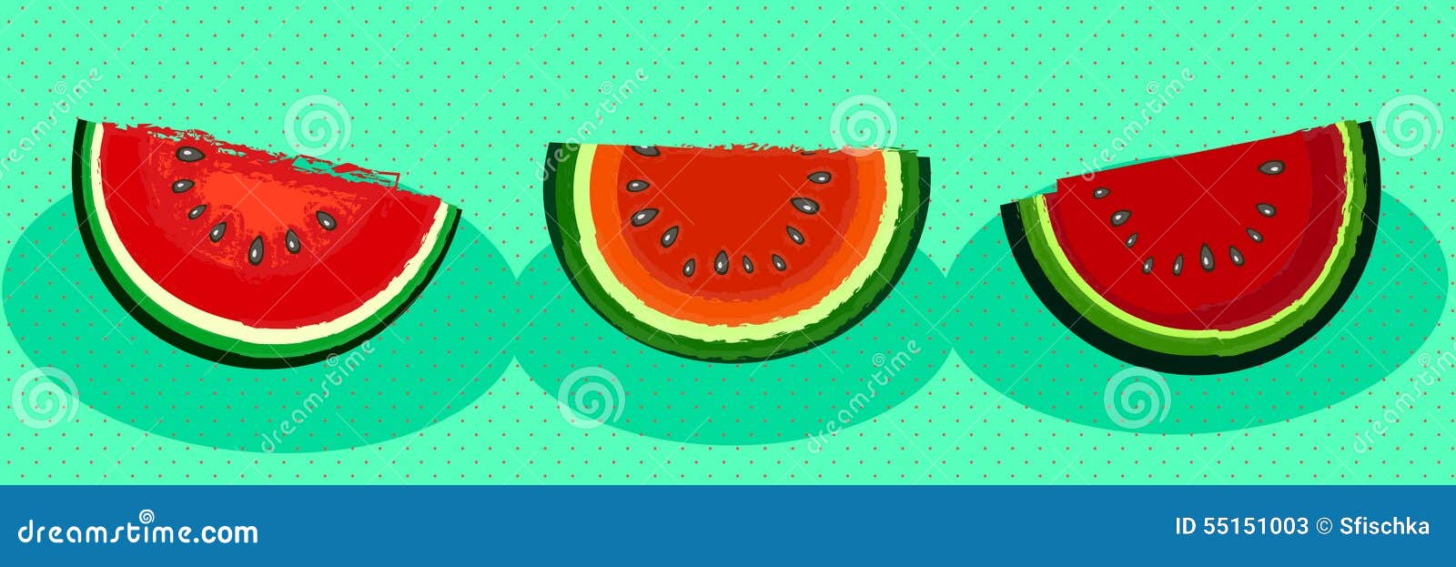 Three slices of watermelon stock vector. Illustration of point - 55151003