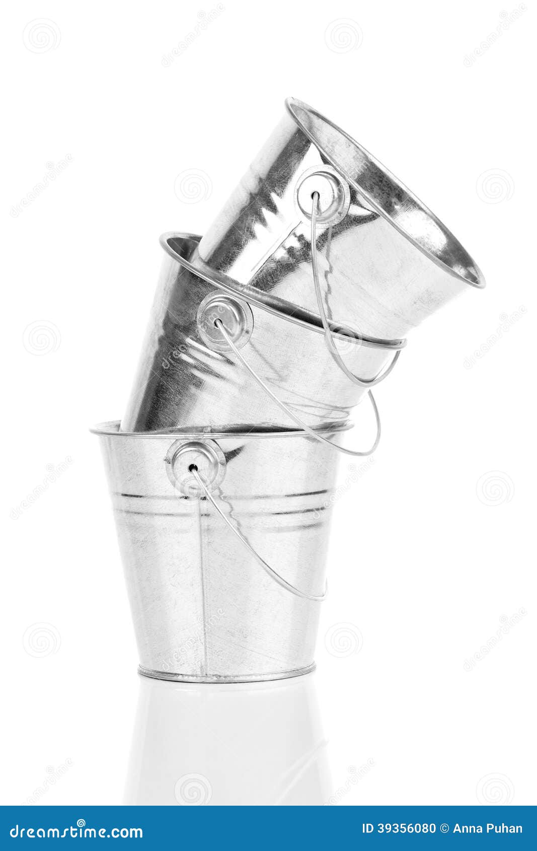 Three small bucket stock photo. Image of steel, container - 39356080