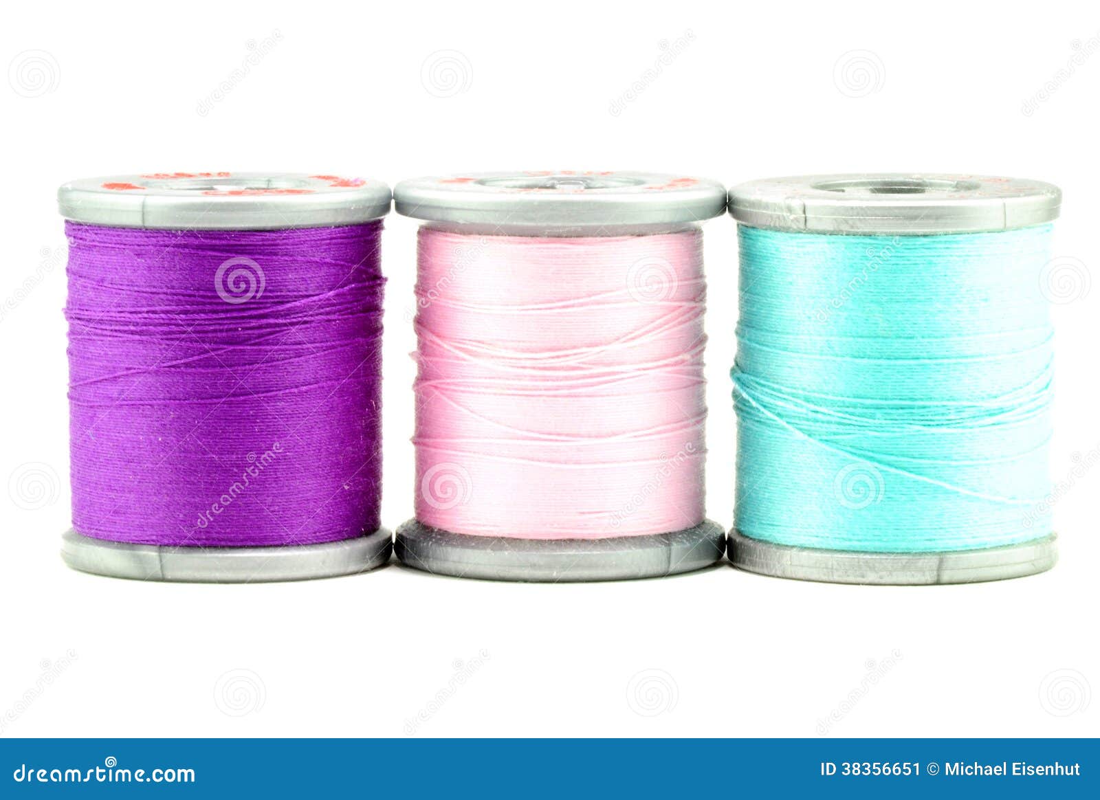 Three Small Spools of Thread, on White Stock Image - Image of pattern ...