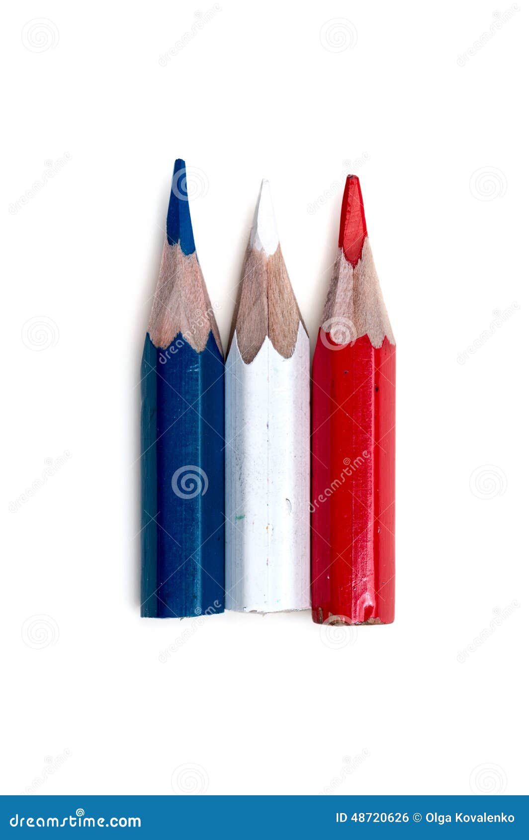 Three Small Used Colored Pencils Stock Photo - Image of blue, colorful ...