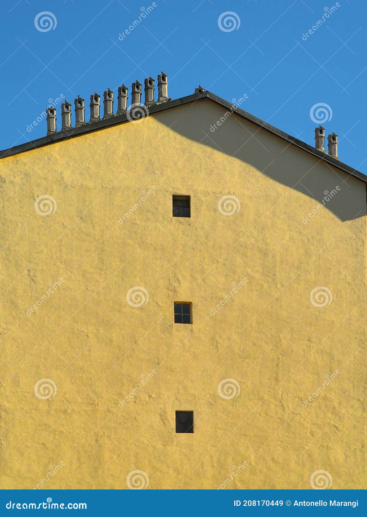 Three Small Window Frames Row on Concrete Wall Building Metaphor of ...