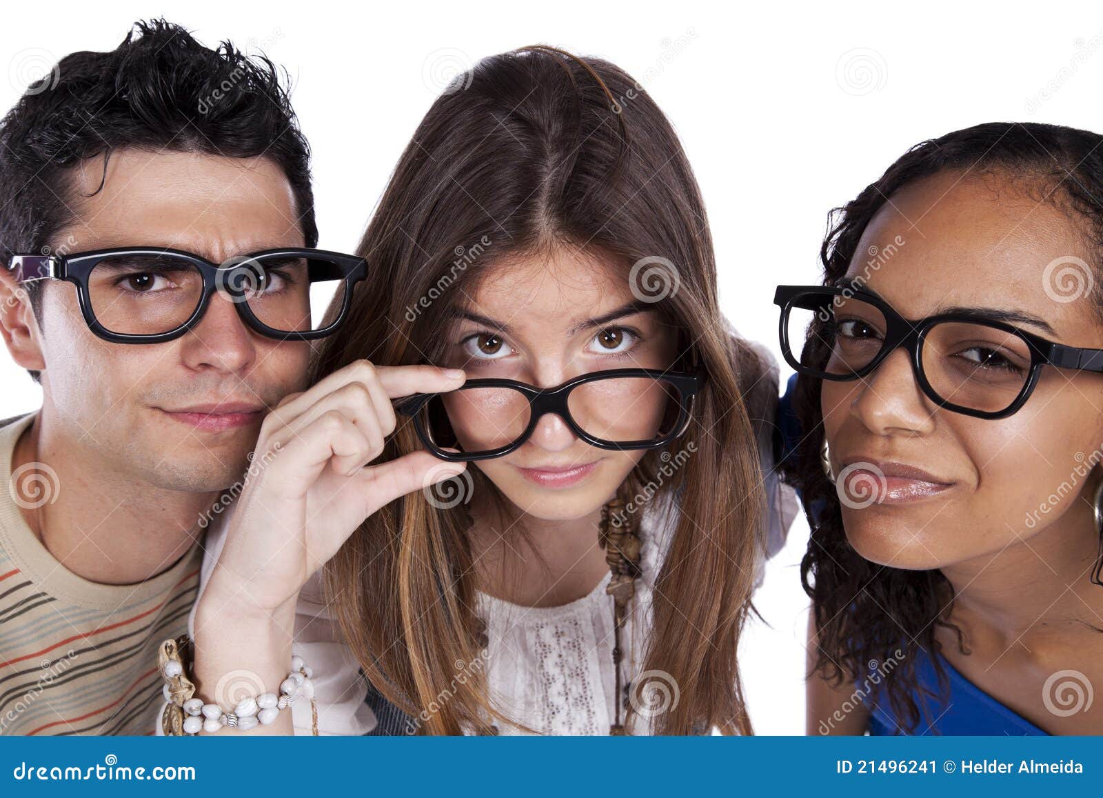 Three Smart Student Friends Stock Image - Image of geek, nerd: 21496241