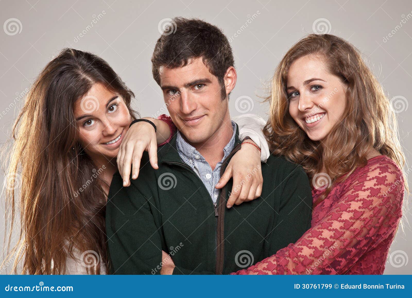 Three Smart Student Friends Looking Camera Stock Image - Image of ...