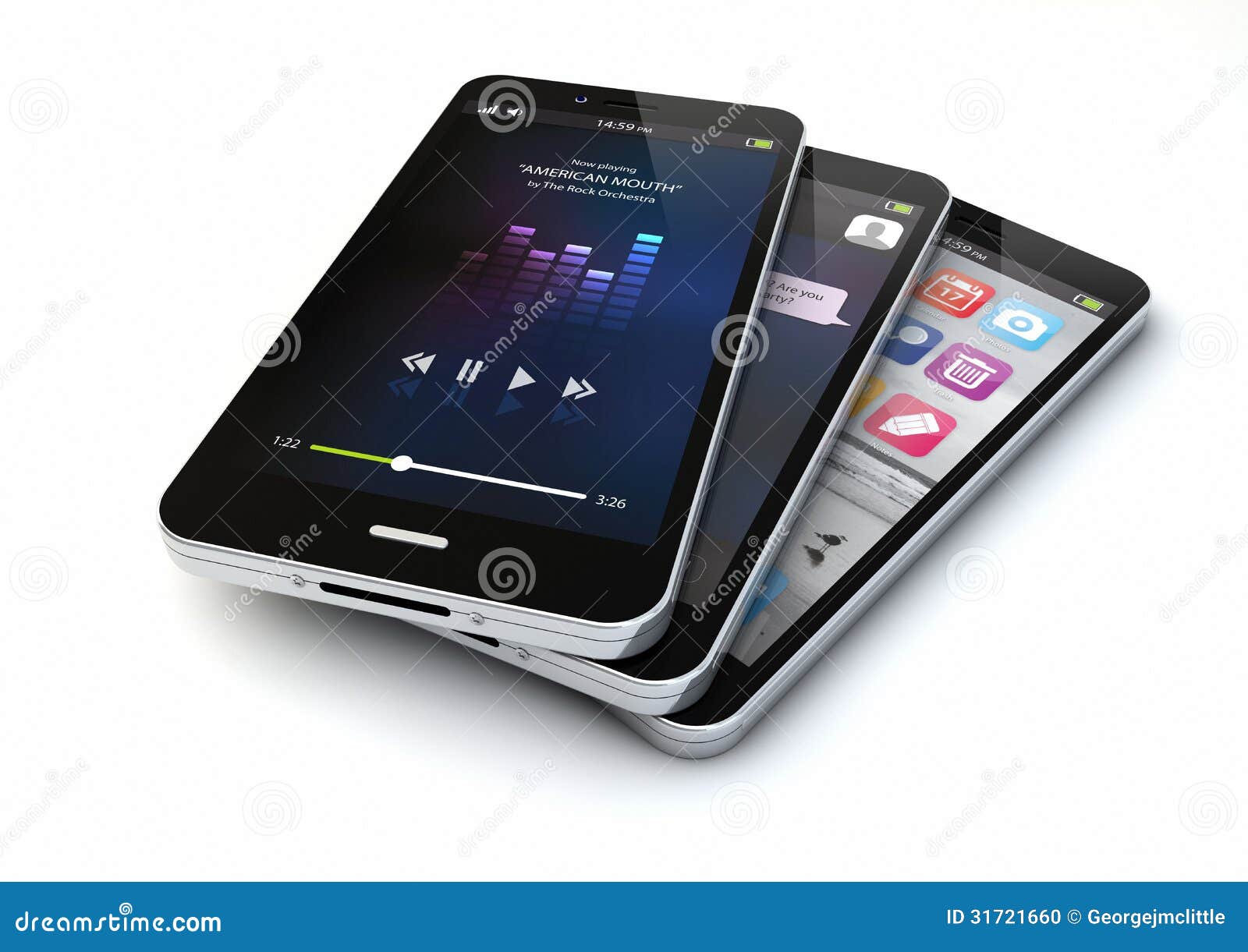 Three smartphones stock illustration. Illustration of chat - 31721660