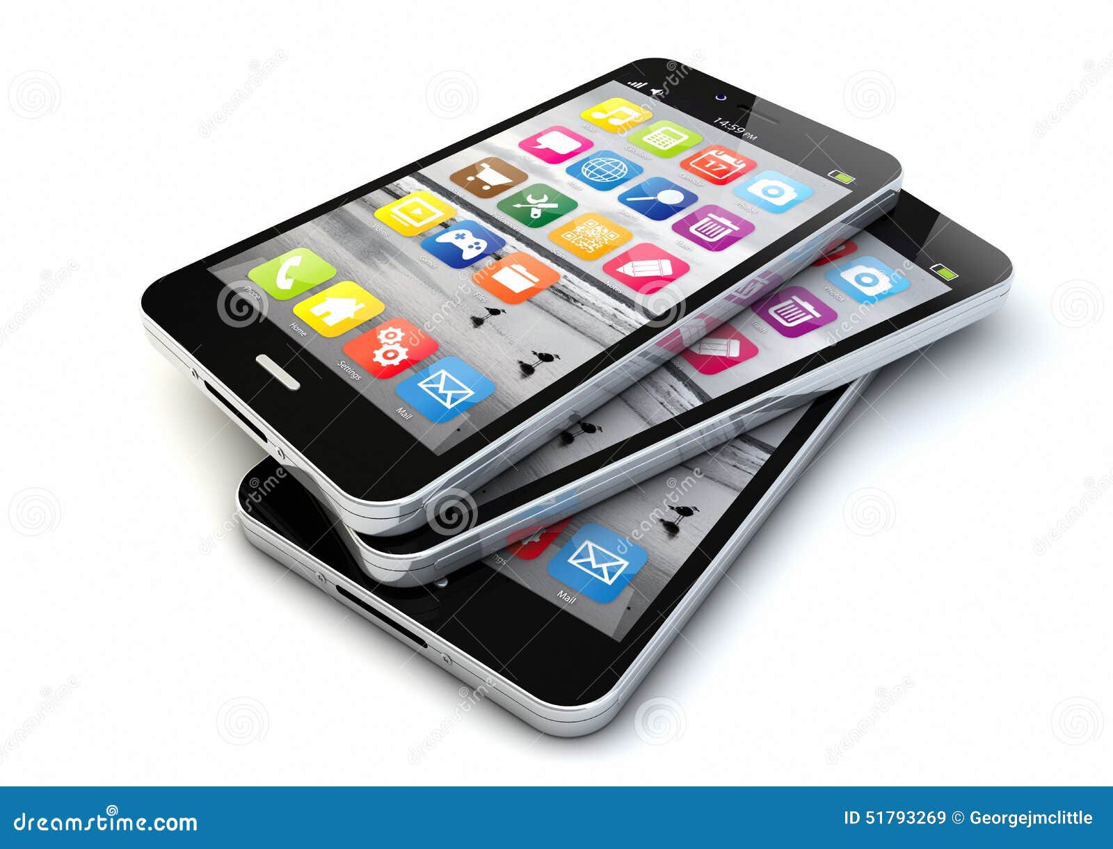 Three smartphones stock illustration. Illustration of application ...