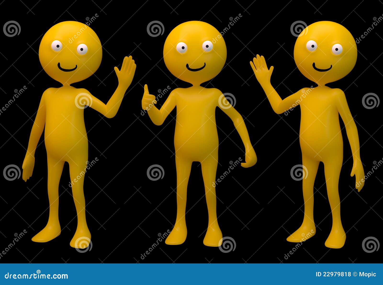 Three smiley 3d characters stock illustration. Illustration of success ...