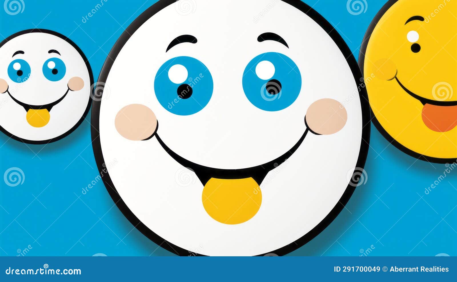 Three Smiley Faces on a Blue Background Stock Illustration ...