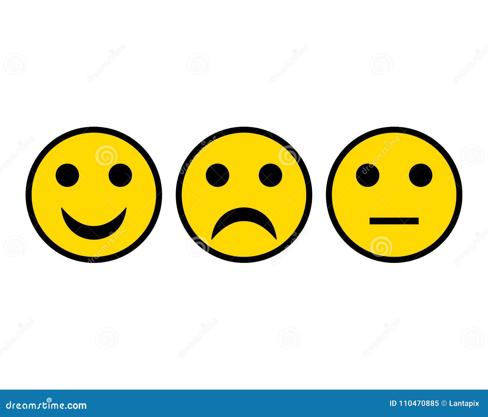 Three Smileys on white stock vector. Illustration of symbol - 110470885