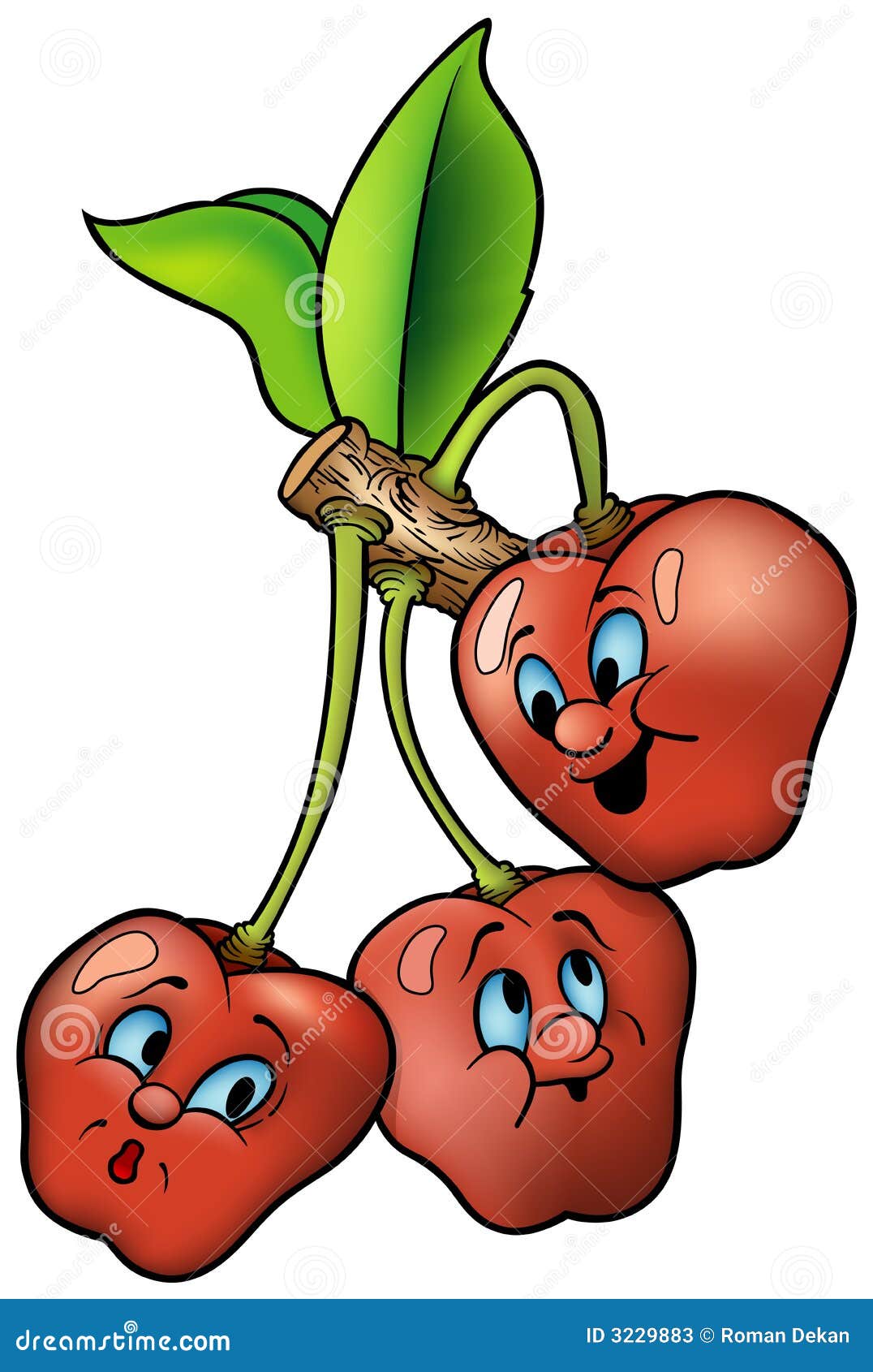 Three Smiling Cherry stock vector. Illustration of food - 3229883