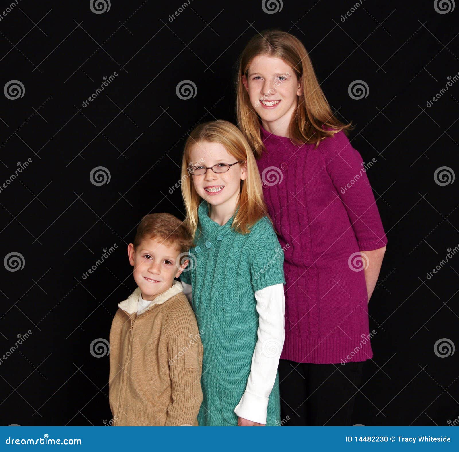 Three smiling children stock photo. Image of kids, love - 14482230