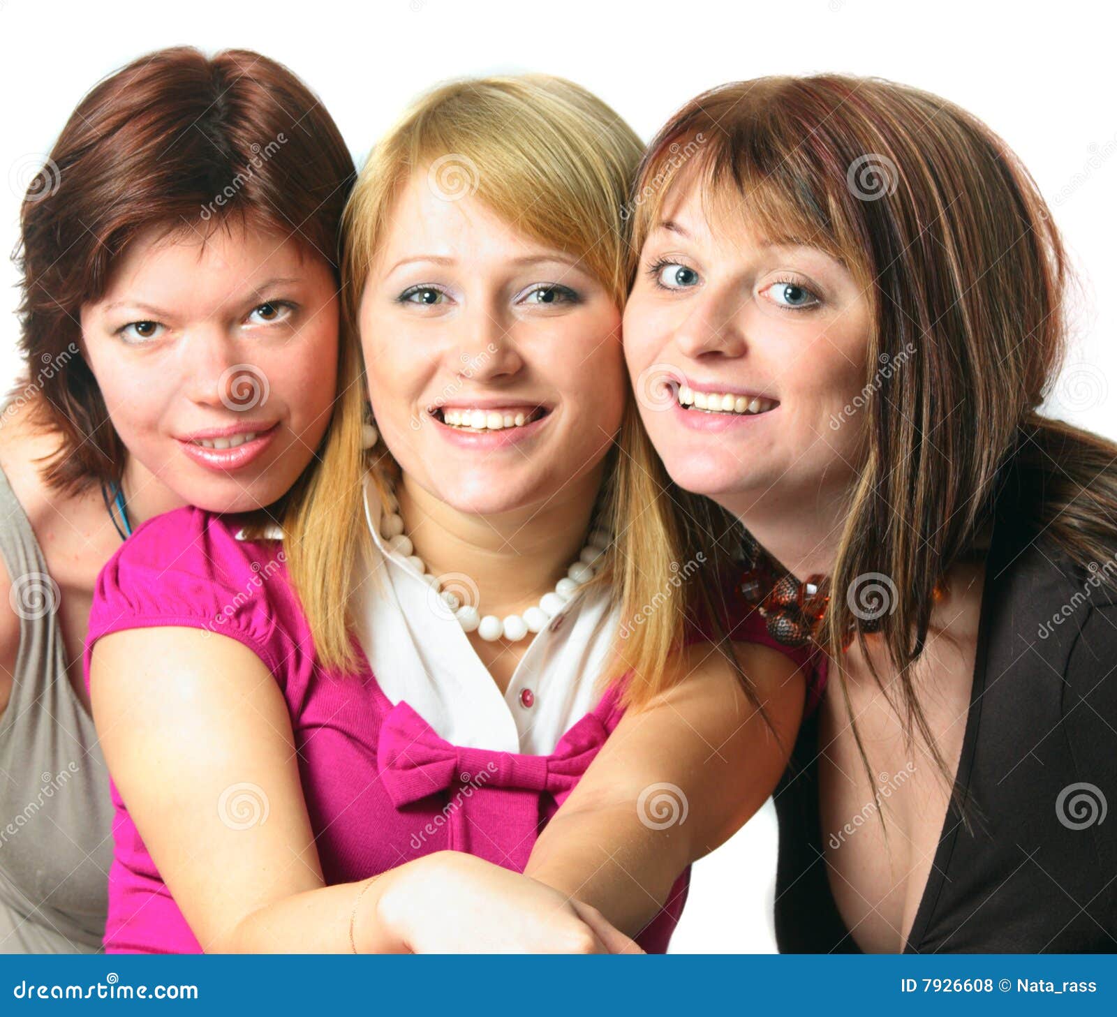 Three smiling friends stock photo. Image of girlfriends - 7926608