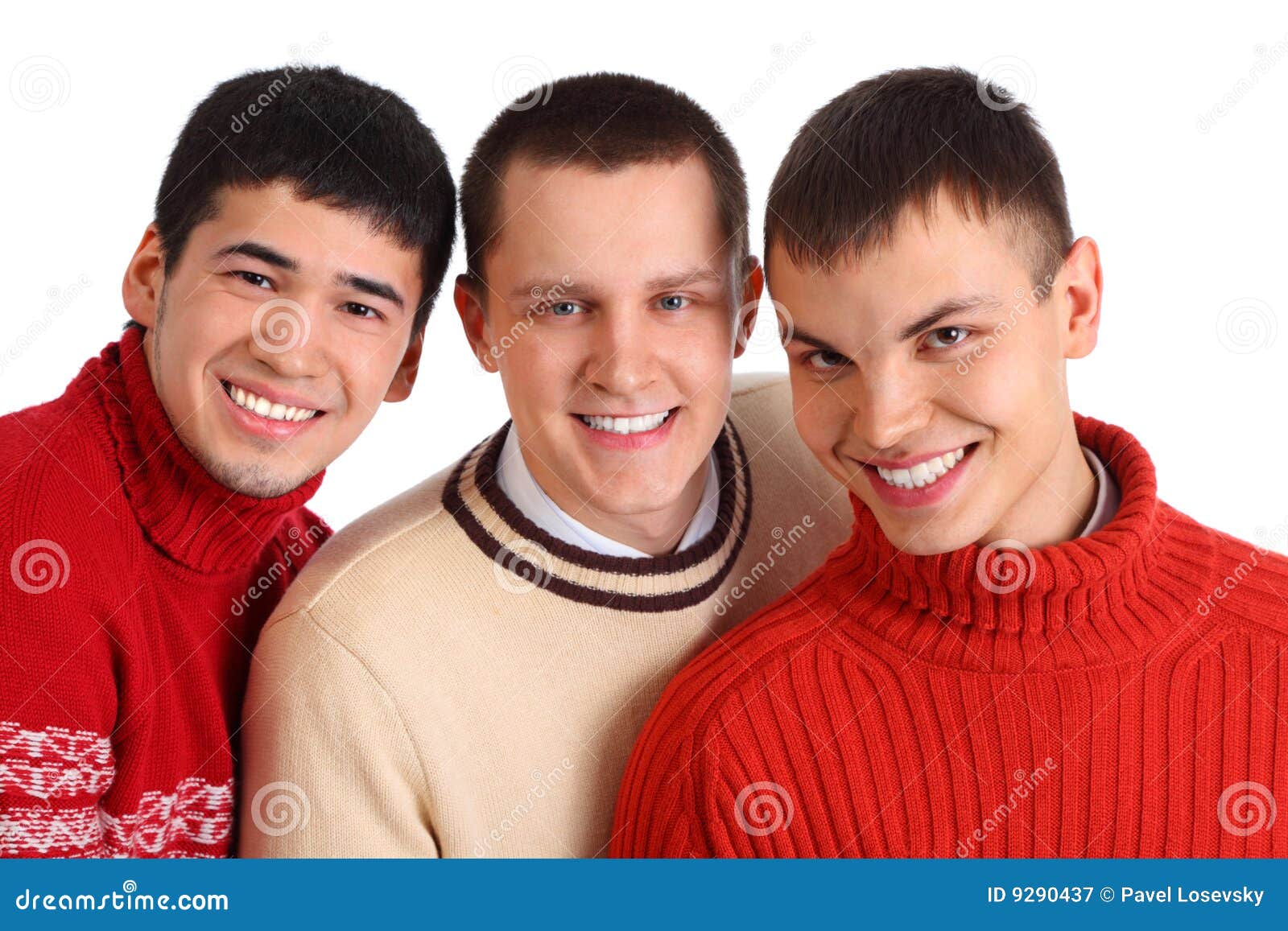 Three smiling friends stock image. Image of cheerful, knitted - 9290437