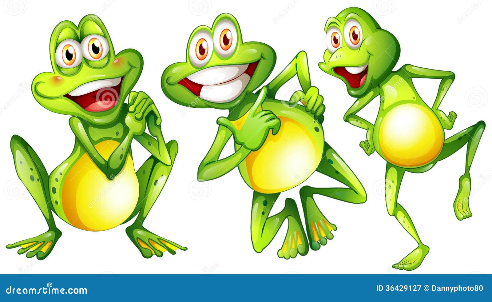 Three smiling frogs stock illustration. Illustration of jumping - 36429127