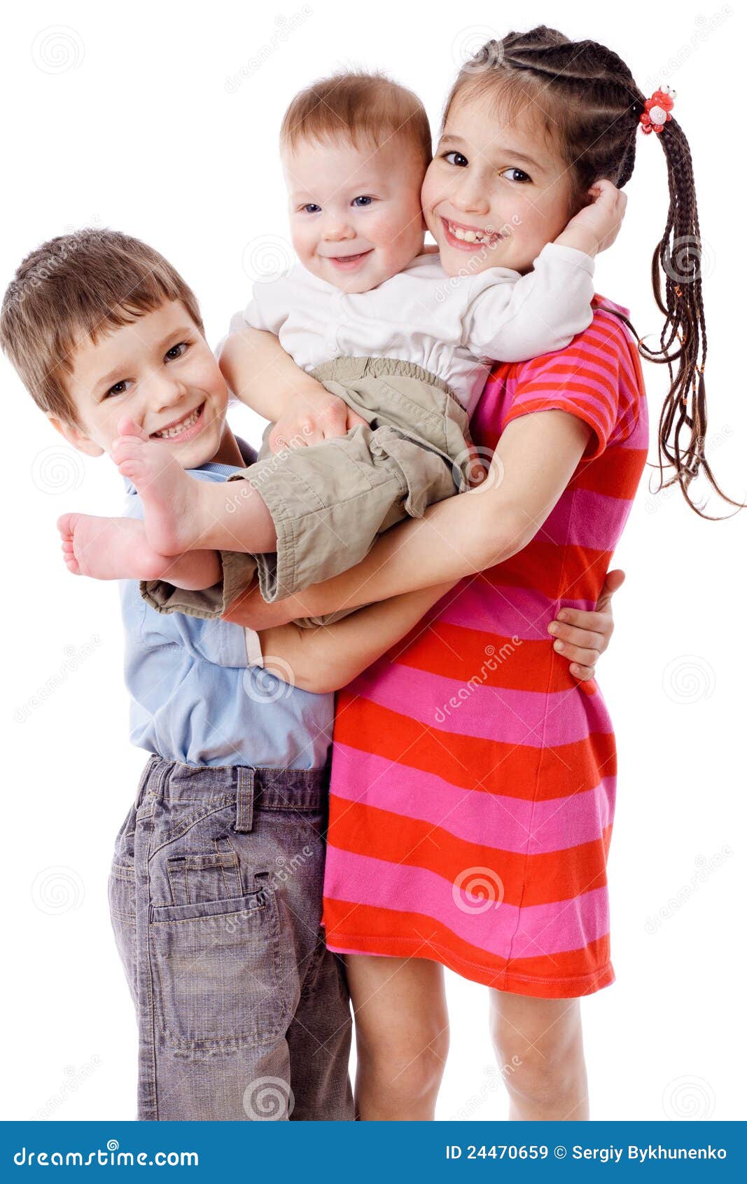 Three Smiling Kids Together Stock Image - Image of childhood ...