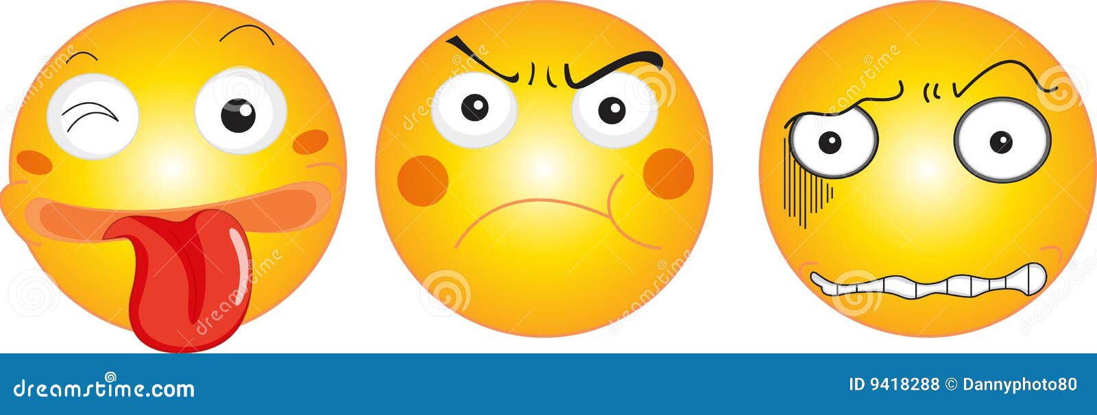 Three smily faces stock vector. Illustration of yellow - 9418288