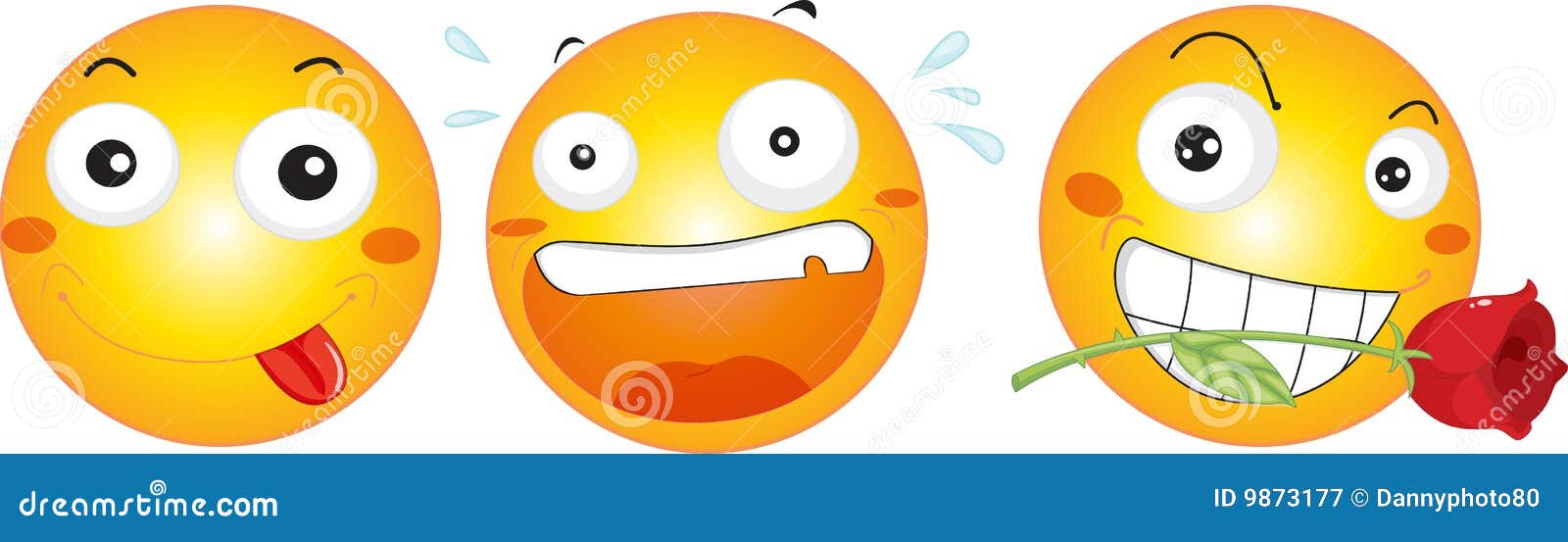 Three smily faces stock vector. Illustration of yellow - 9873177