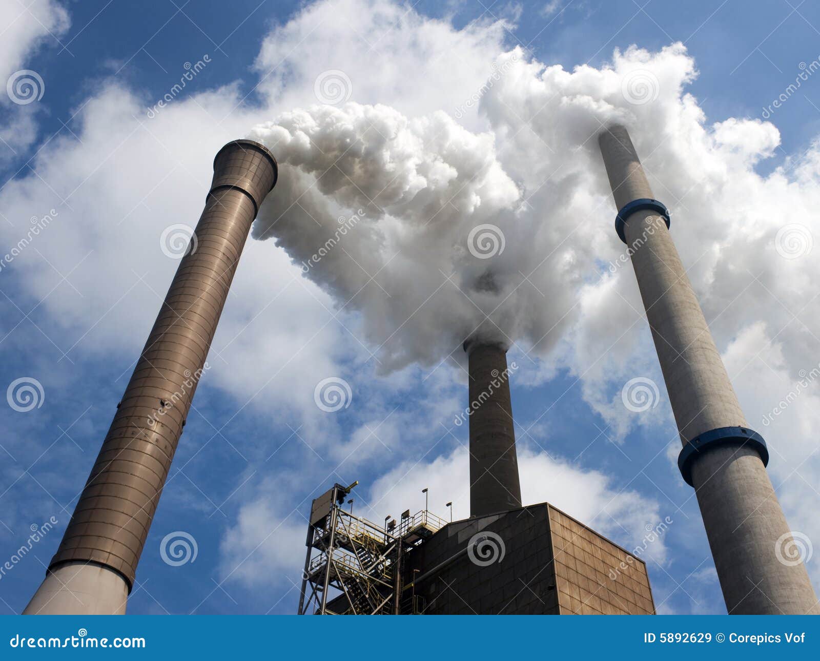 Smoke Stacks And Cooling Tower Royalty-Free Stock Image | CartoonDealer ...