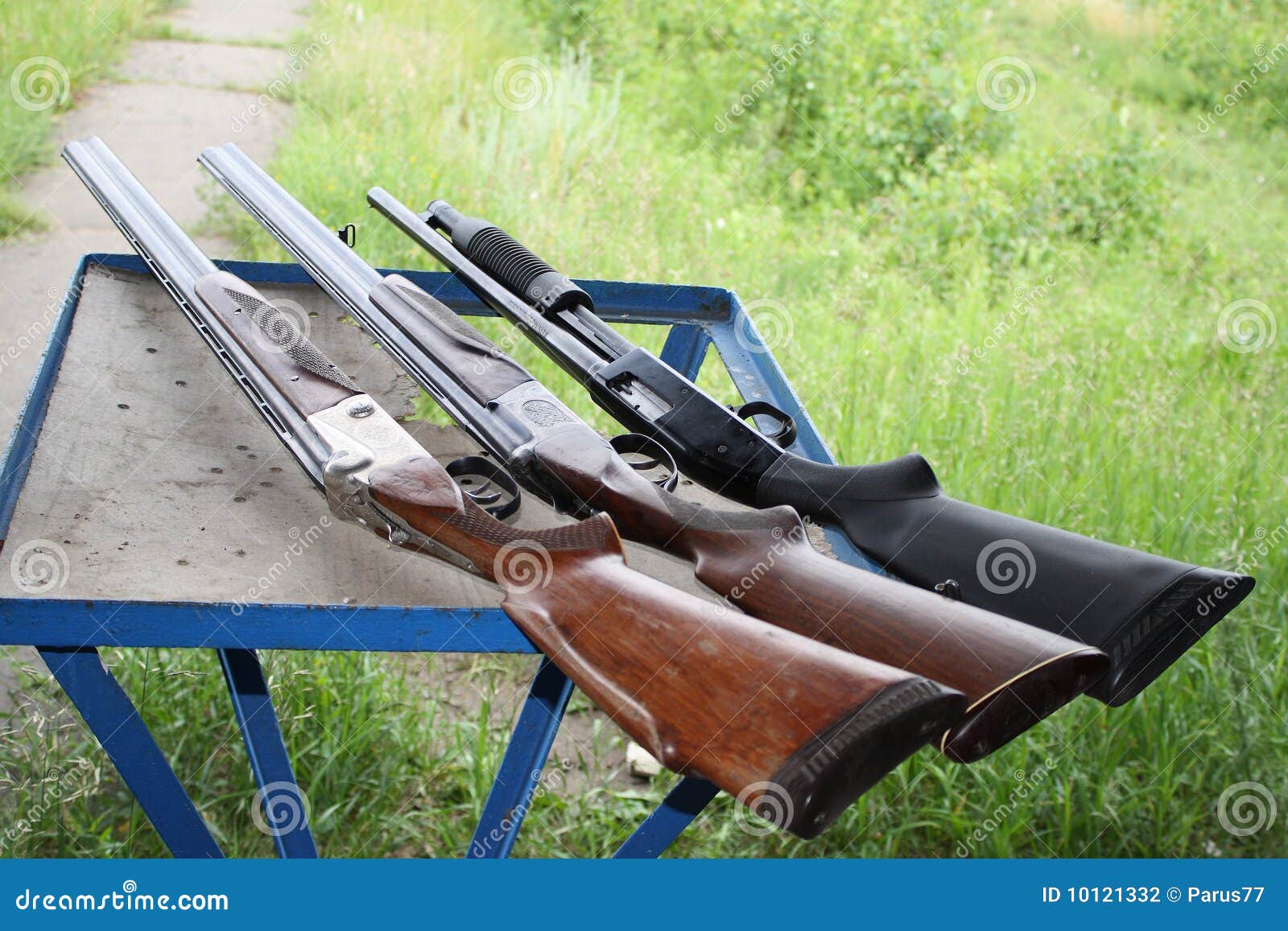 Three smooth-bore guns stock photo. Image of fire, arms - 10121332