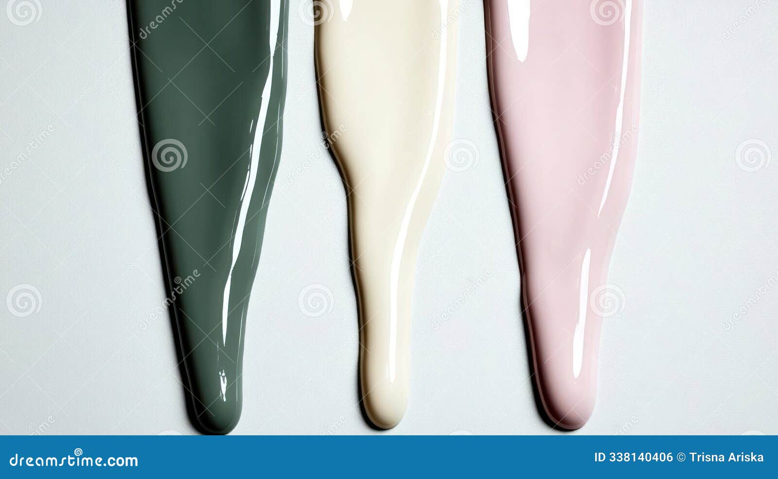 Three Smooth Paint Swatches in Muted Tones on a Light Background Stock ...
