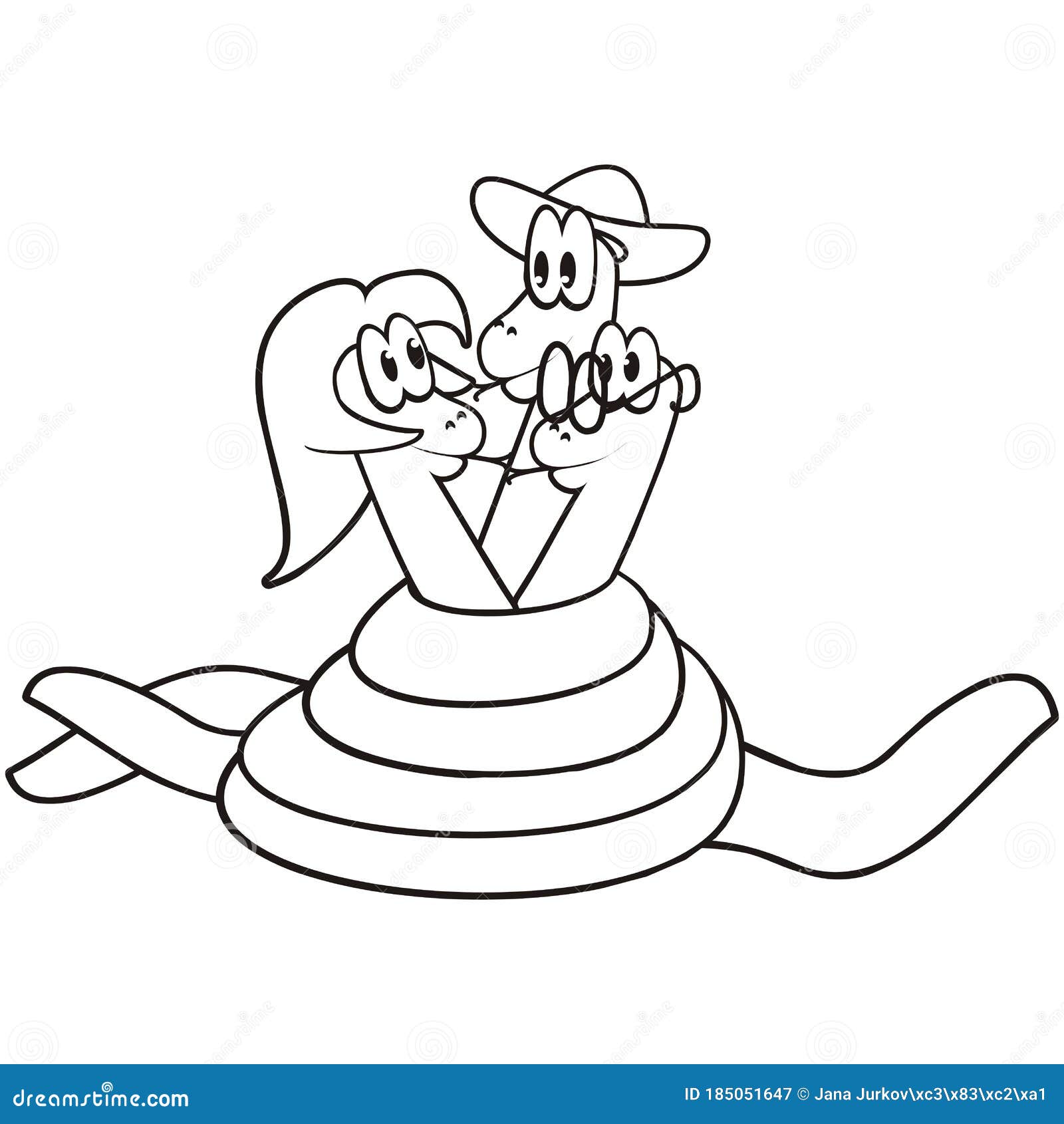 Three Snakes, Coloring Page, Vector Icon Stock Vector - Illustration of ...