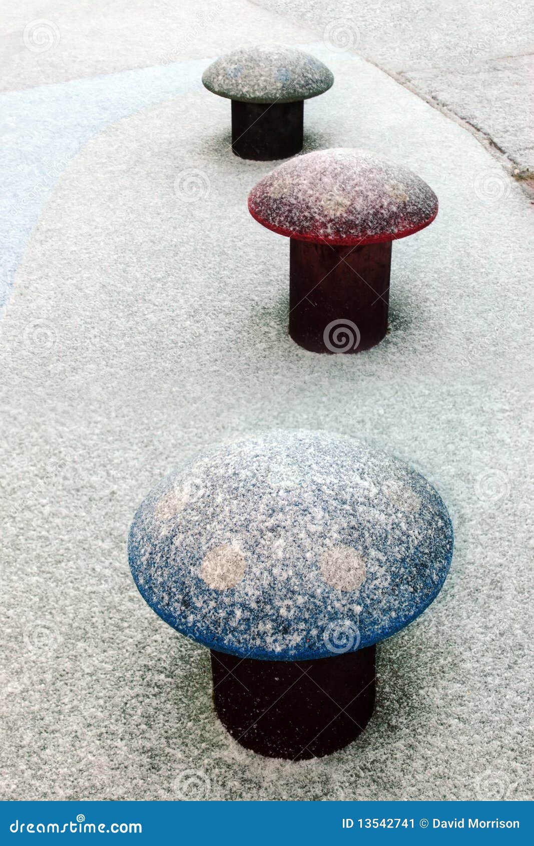 Three Snow Covered Toadstools Stock Image - Image of background ...