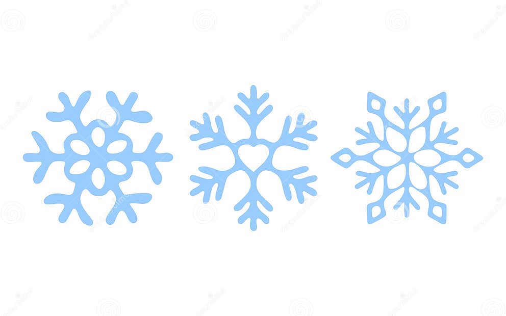 Set of Three Blue Snowflakes. Isolated Elements on a White Background ...
