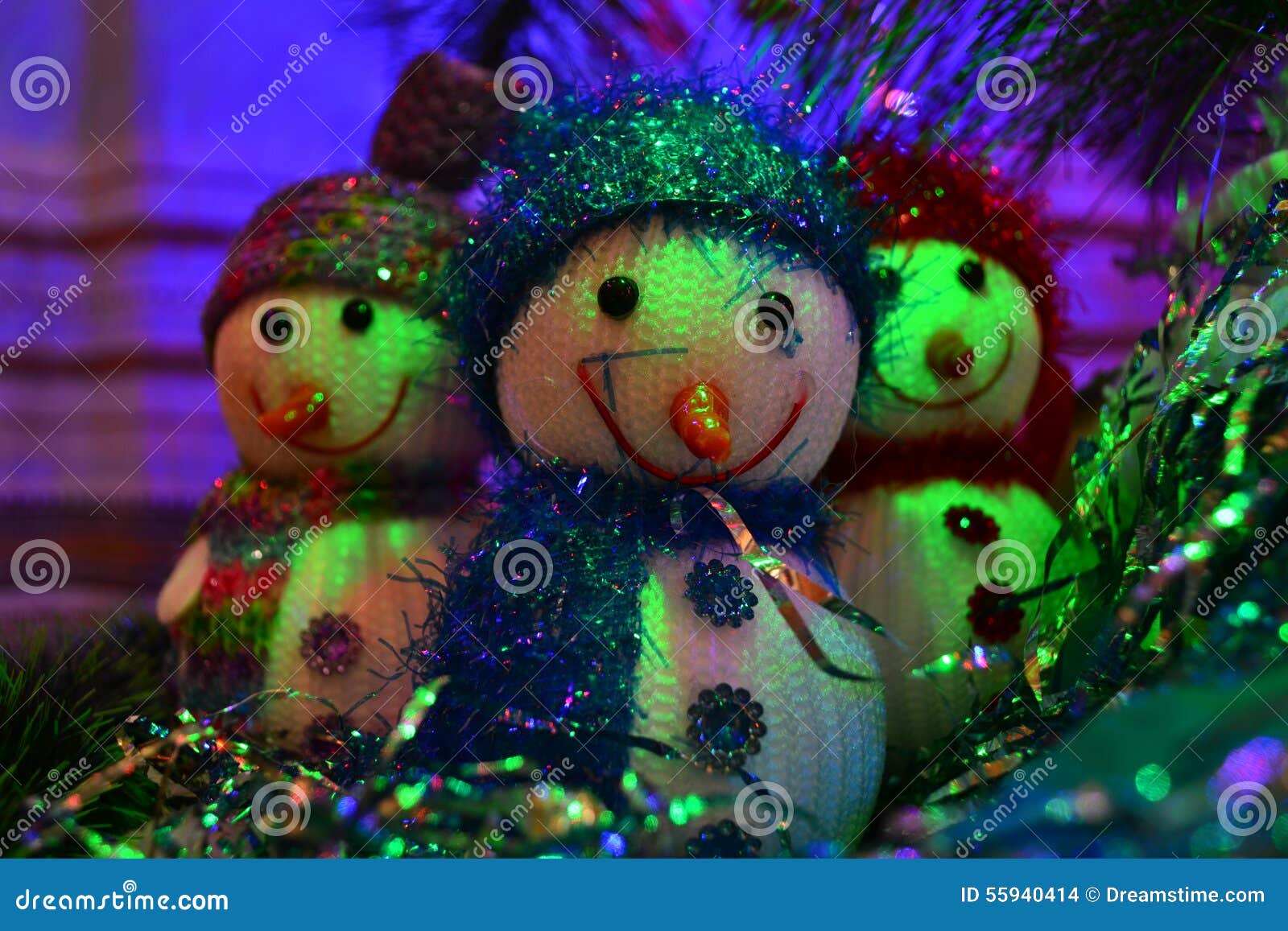 Three snowmen stock photo. Image of light, year, lights - 55940414