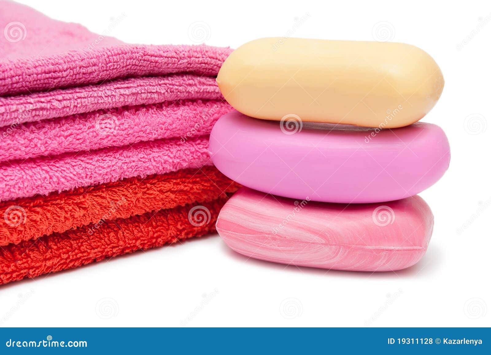 Three soaps and towels stock photo. Image of towels, cleanliness - 19311128