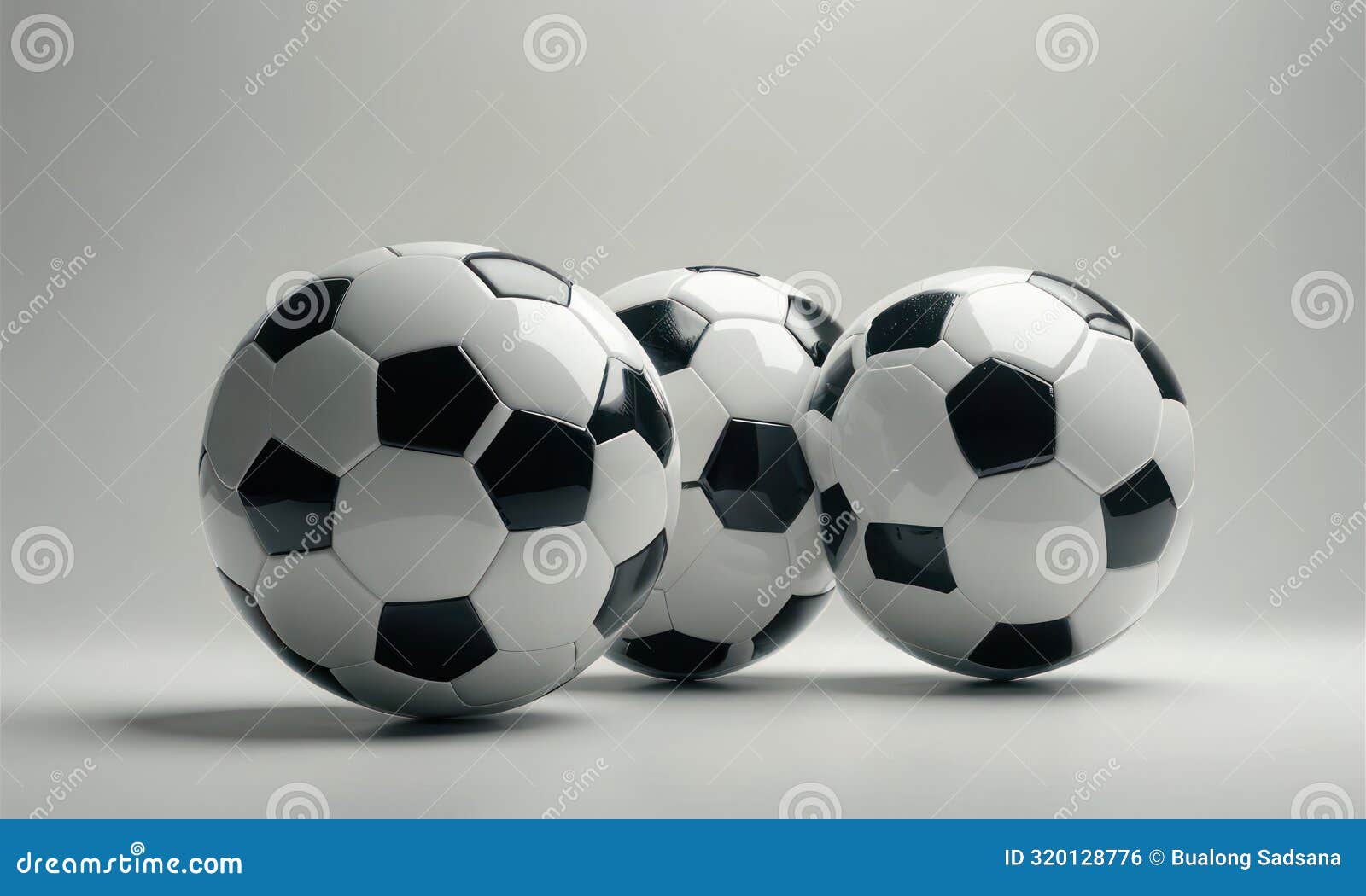 Three Soccer Balls are Arranged in a Row, with the First Ball Being the ...