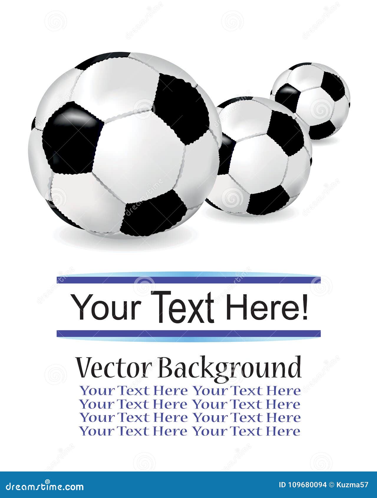 Set of Three Soccer Balls. Card for Design Stock Illustration ...